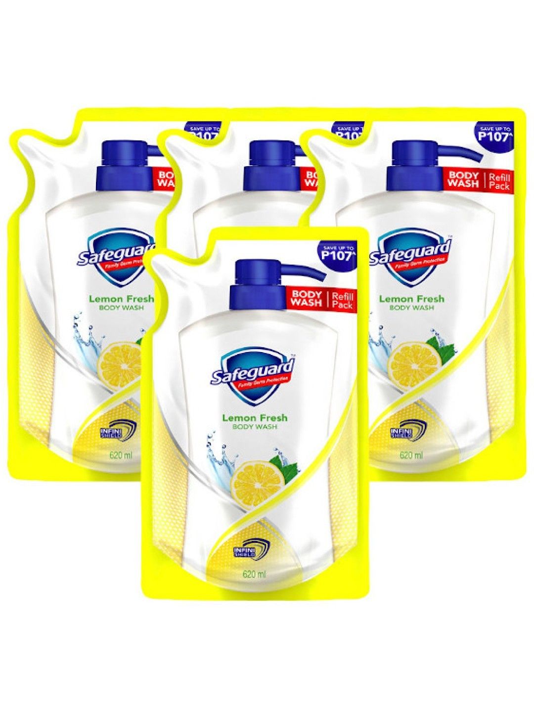 Safeguard Lemon Bodywash Refill 4 Pack 620ml Edamama